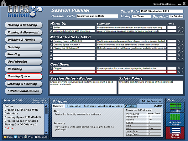 G.A.P.S. Football / Soccer Teaching/Coaching Software | Tacklesport UK