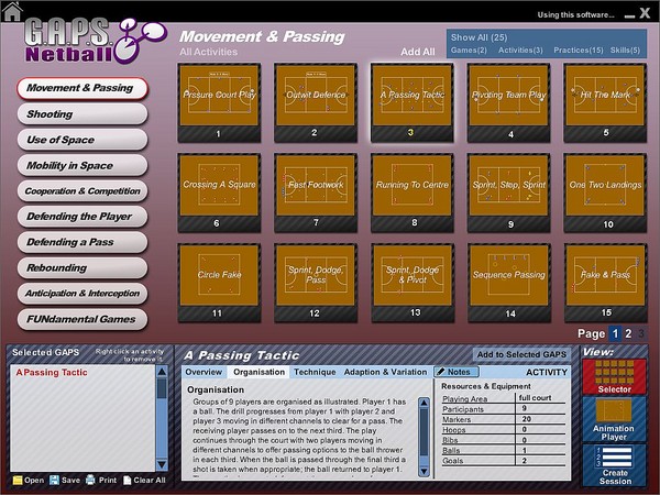 G.A.P.S. Netball Teaching/Coaching Software | Tacklesport UK